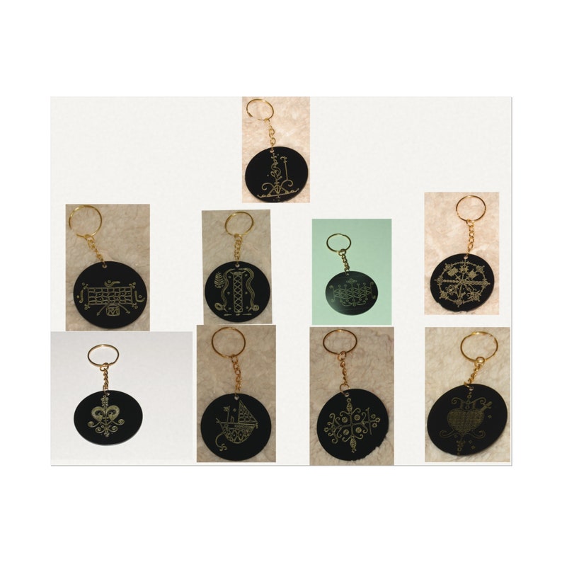 Key Ring Vèvè Milokan, Erzulie Dantor, Erzulie Freda Damballa, Azaka ...