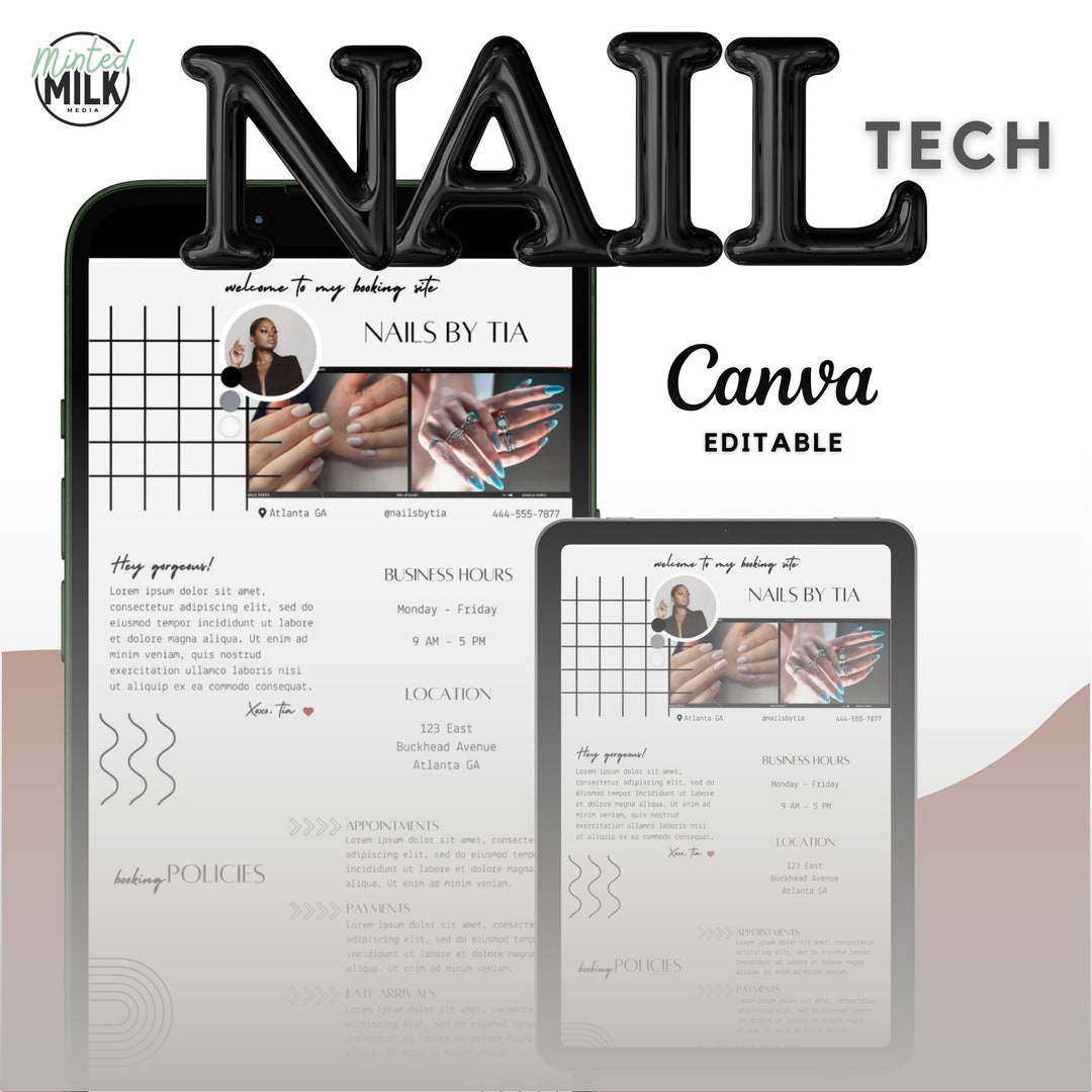 DIY Acuity Site| Editable Nail Tech Booking, Minimalist Booking Site ...