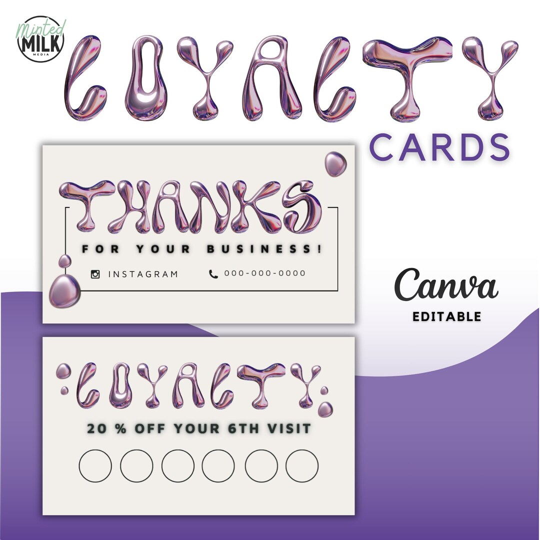 DIY Loyalty Card | Editable Canva Template- Customizable White Rewards ...