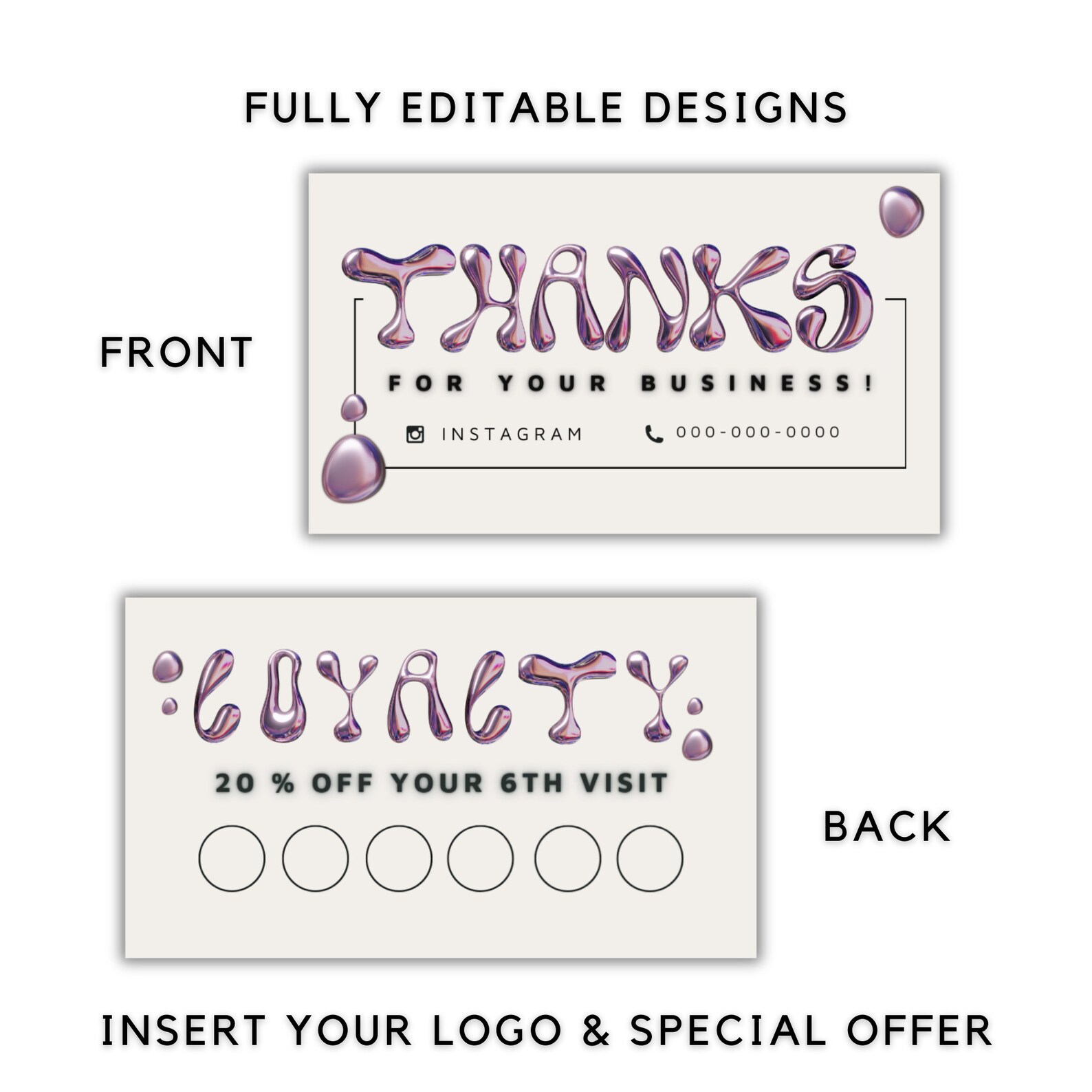 DIY Loyalty Card Editable Canva Template Customizable White Rewards ...