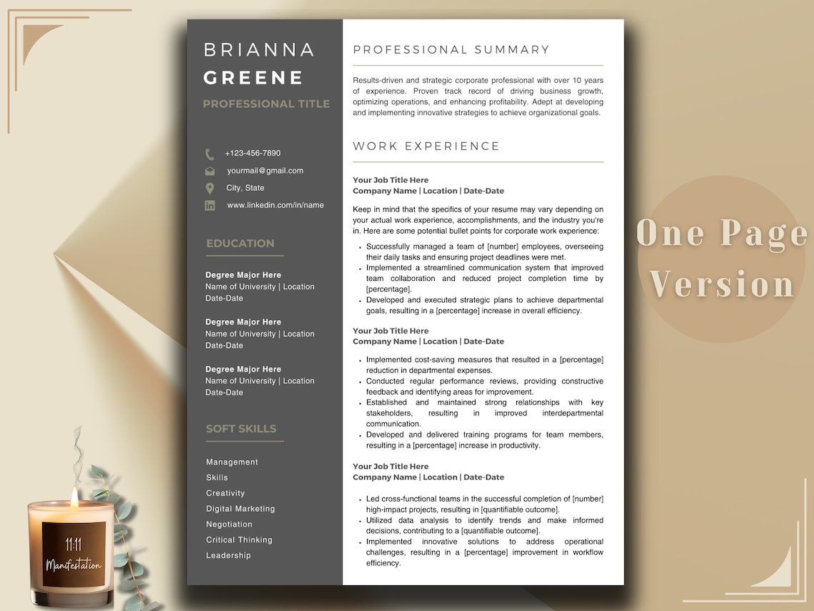 Resume Template, Resume, CV Template, Professional Resume, Modern ...