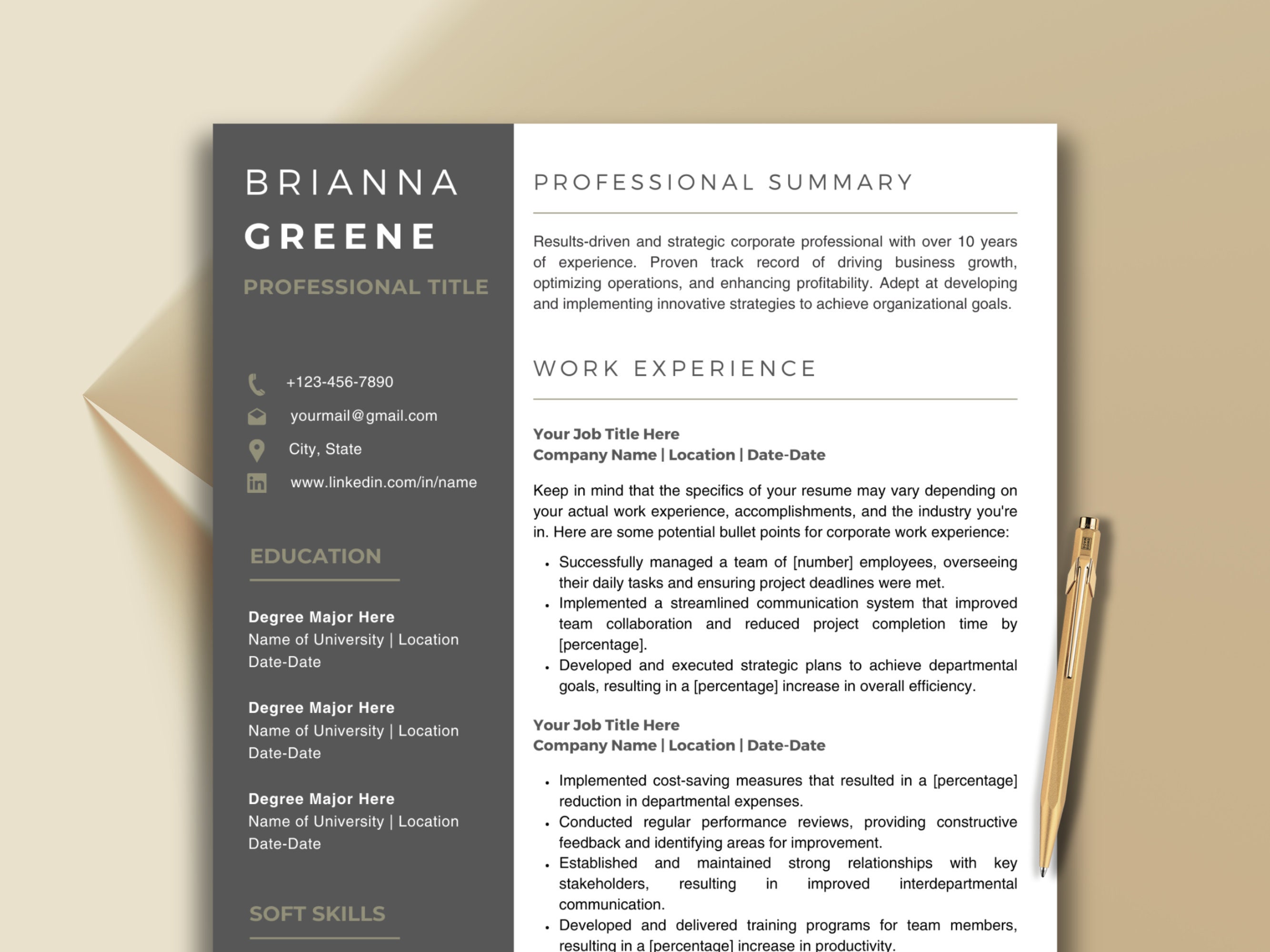 Resume Template, Resume, CV Template, Professional Resume, Modern ...