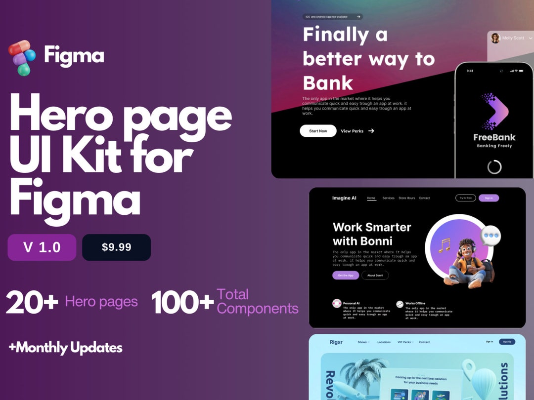 Hero Page UI Kit for Figma - Etsy