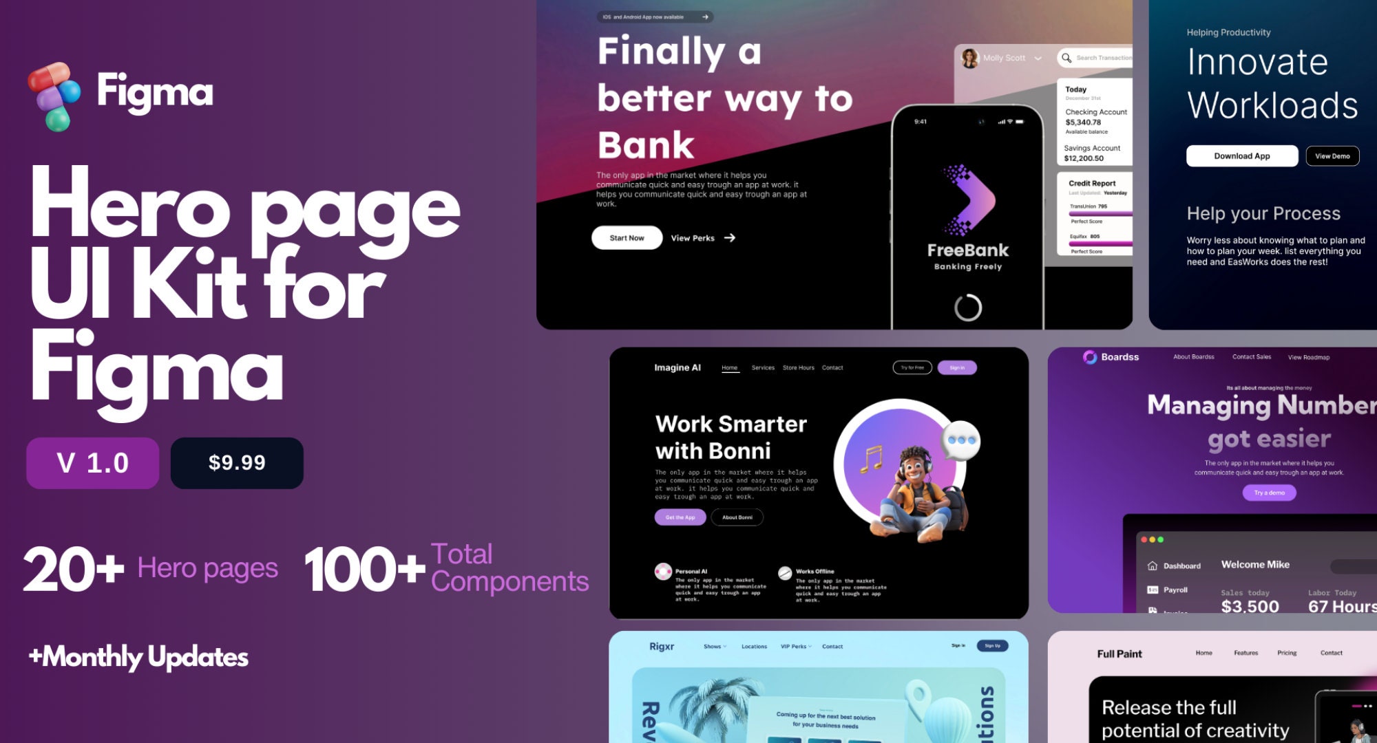 Hero Page UI Kit for Figma - Etsy
