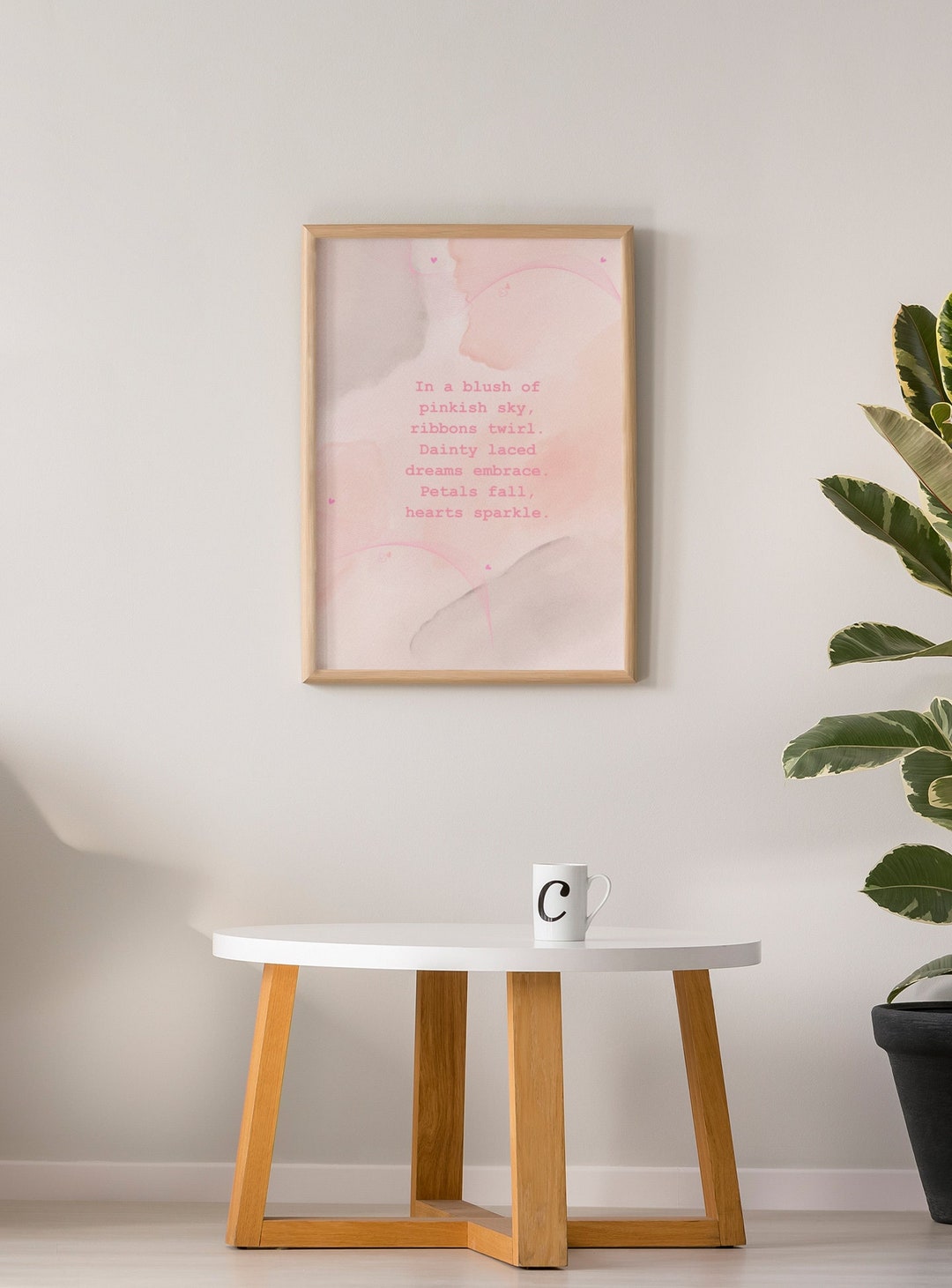 Pink Aesthetic Poetry Poster, Soft Girl Room Decor, Light Pastel Pink ...