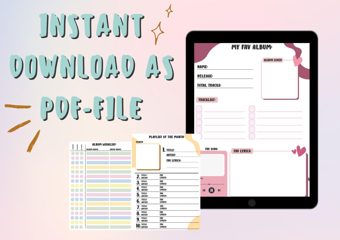 Digital Kpop Tracker, Planner, Digital Download, Druckbar, ästhetischer ...