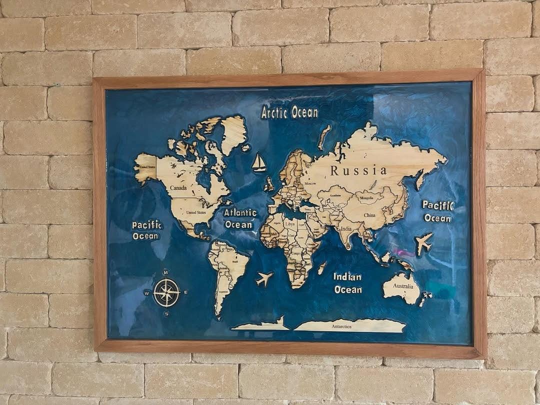 World Ocean Map, World Map Poster, Pacific Ocean Map, World Map Framed Wall Art, World Wall Map ...