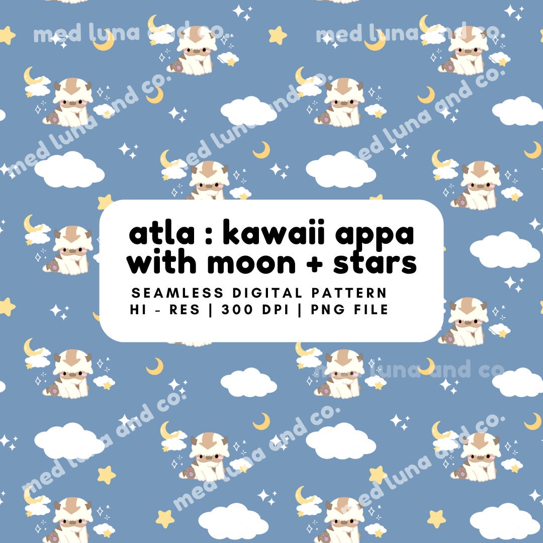 Avatar the Last Airbender Kawaii Appa Themed Seamless Repeating Pattern ...