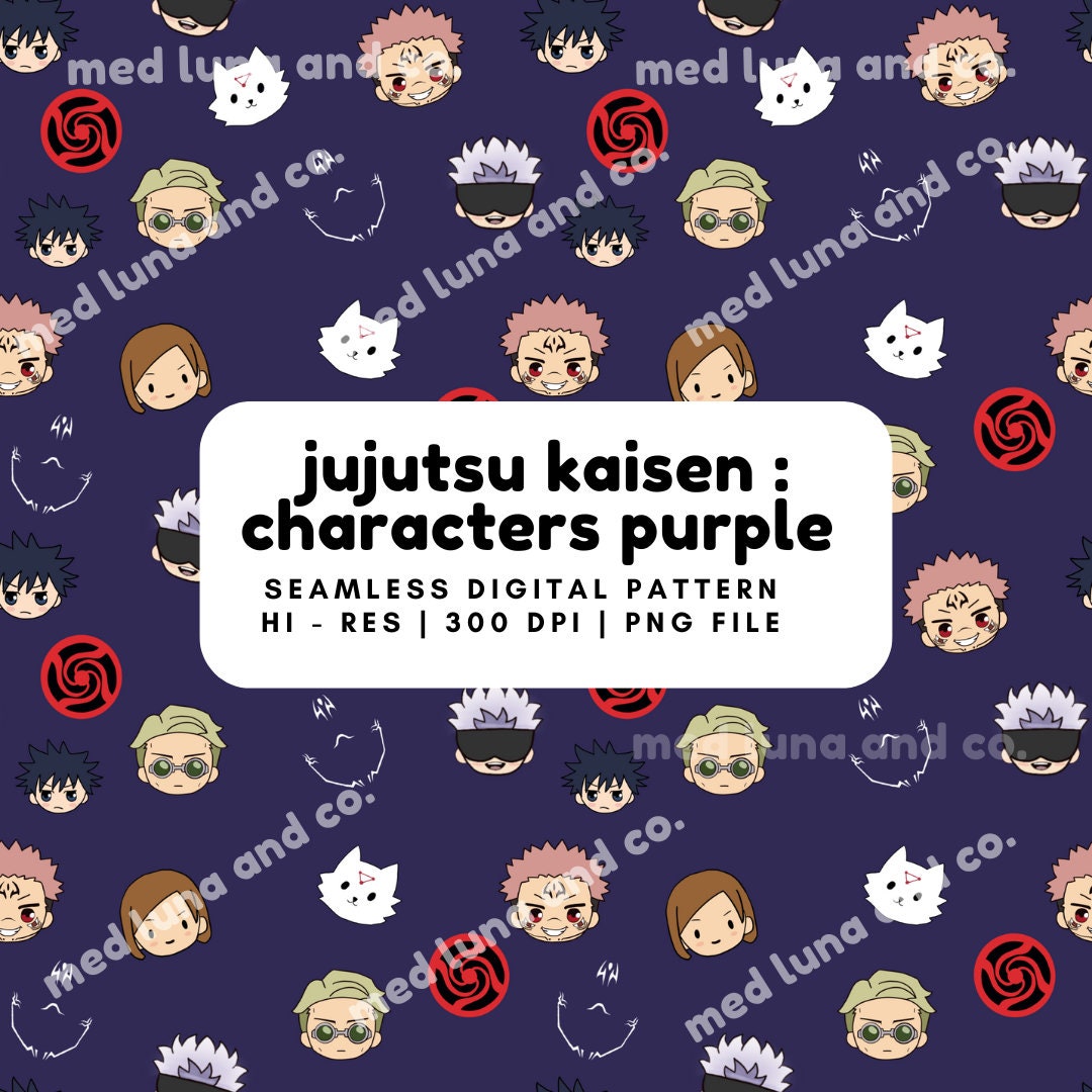 Jujutsu Kaisen Purple Themed Seamless Repeating Pattern Anime Design ...