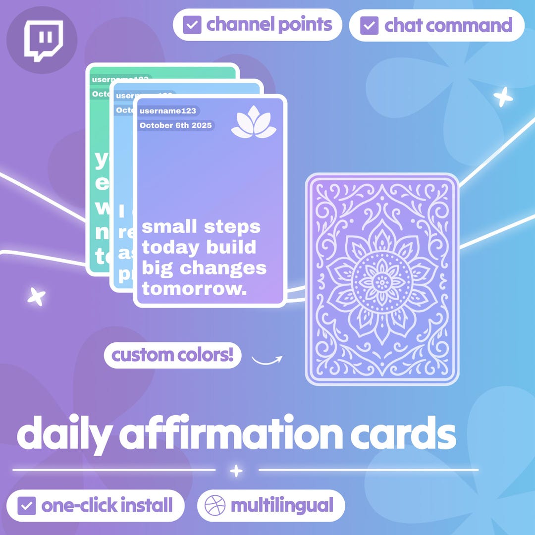 Daily Affirmation Cards Twitch Widget: Animated Streamer Asset - Etsy