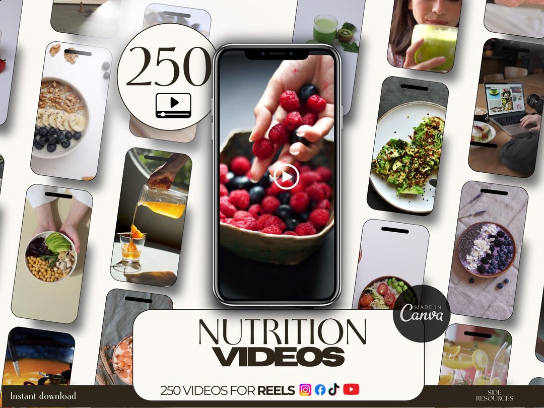 250 Nutrition Videos- Nutrition Reels- Nutrition Social Media Template ...
