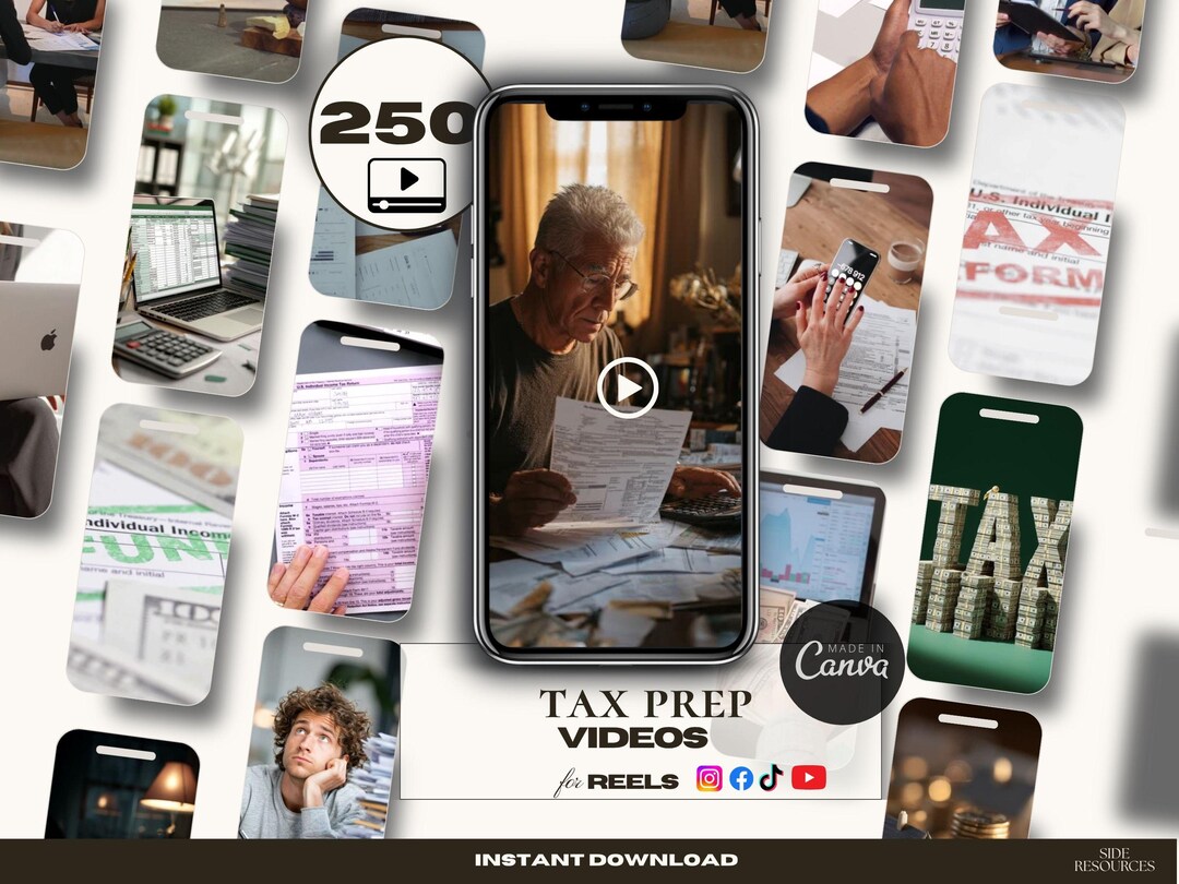 250+ Tax Prep Faceless Reels Canva Templates 2026 - Accountant CPA ...