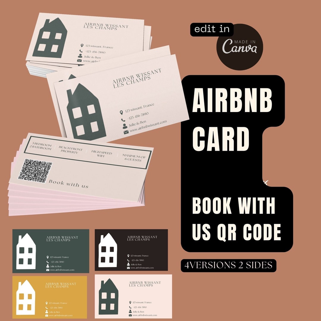 Airbnb Business Card With QR Code, Short Rental, Vrbo, Booking Card ...