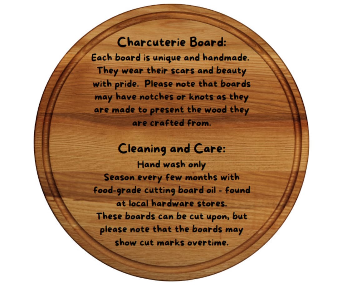 Charcuterie Board, Board, Epoxy, Care Card, Printable, Wood, Hand Wash ...