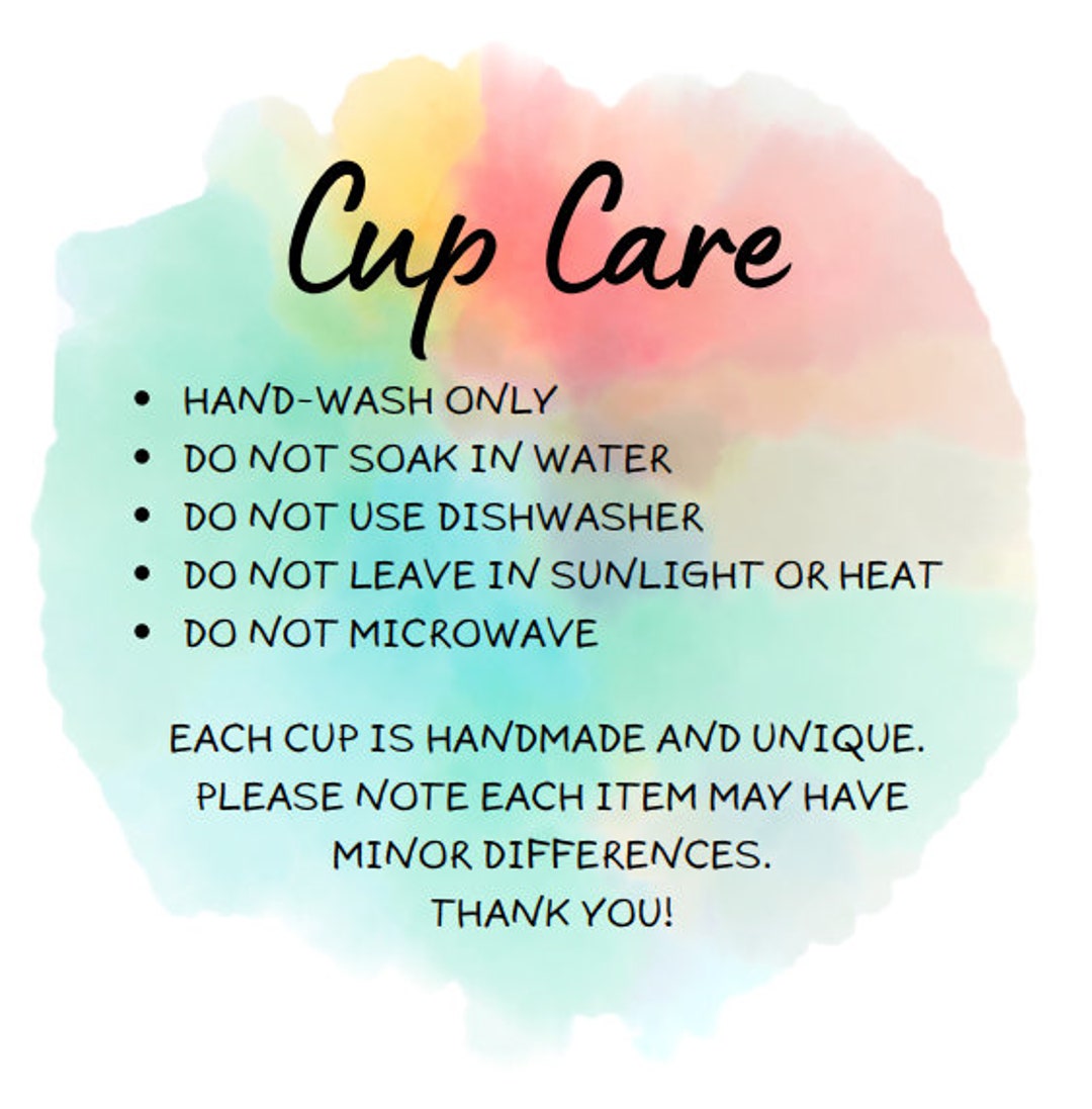 Tumbler Care, Cup Care, Handmade, Hand-wash, Cards, Care Card, Download ...