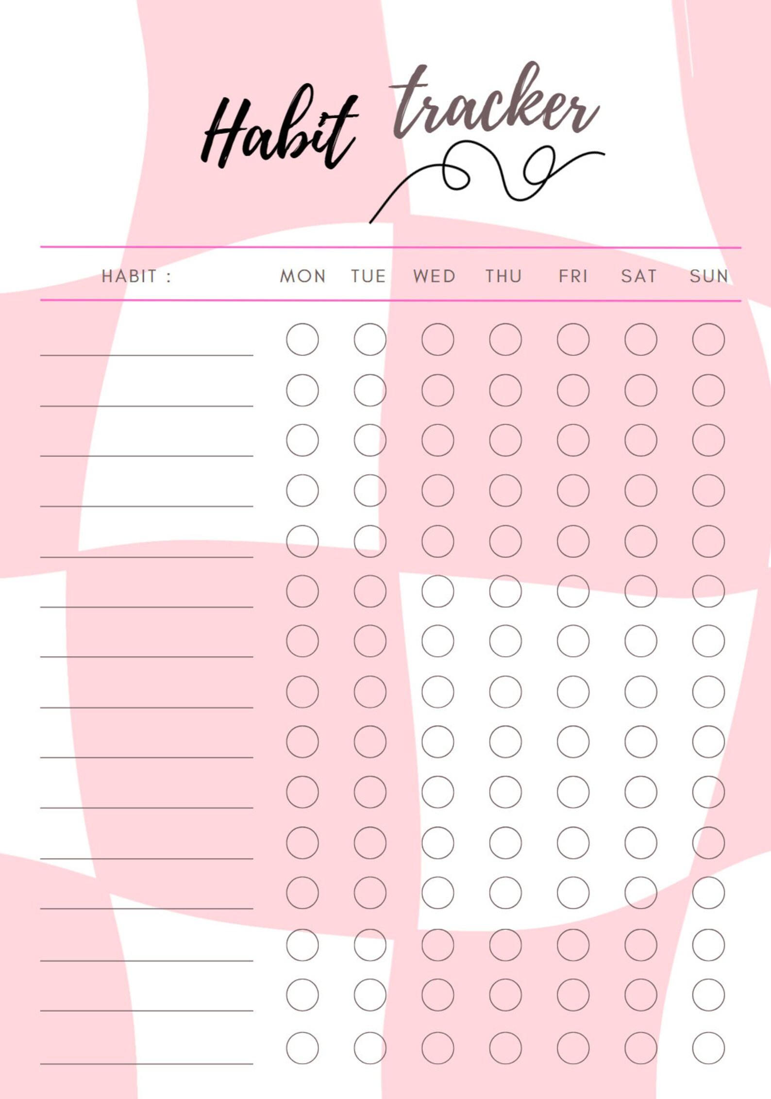 Habit Tracker, Goal Setter, Printable, Editable, Tracker, Pink, Pretty ...