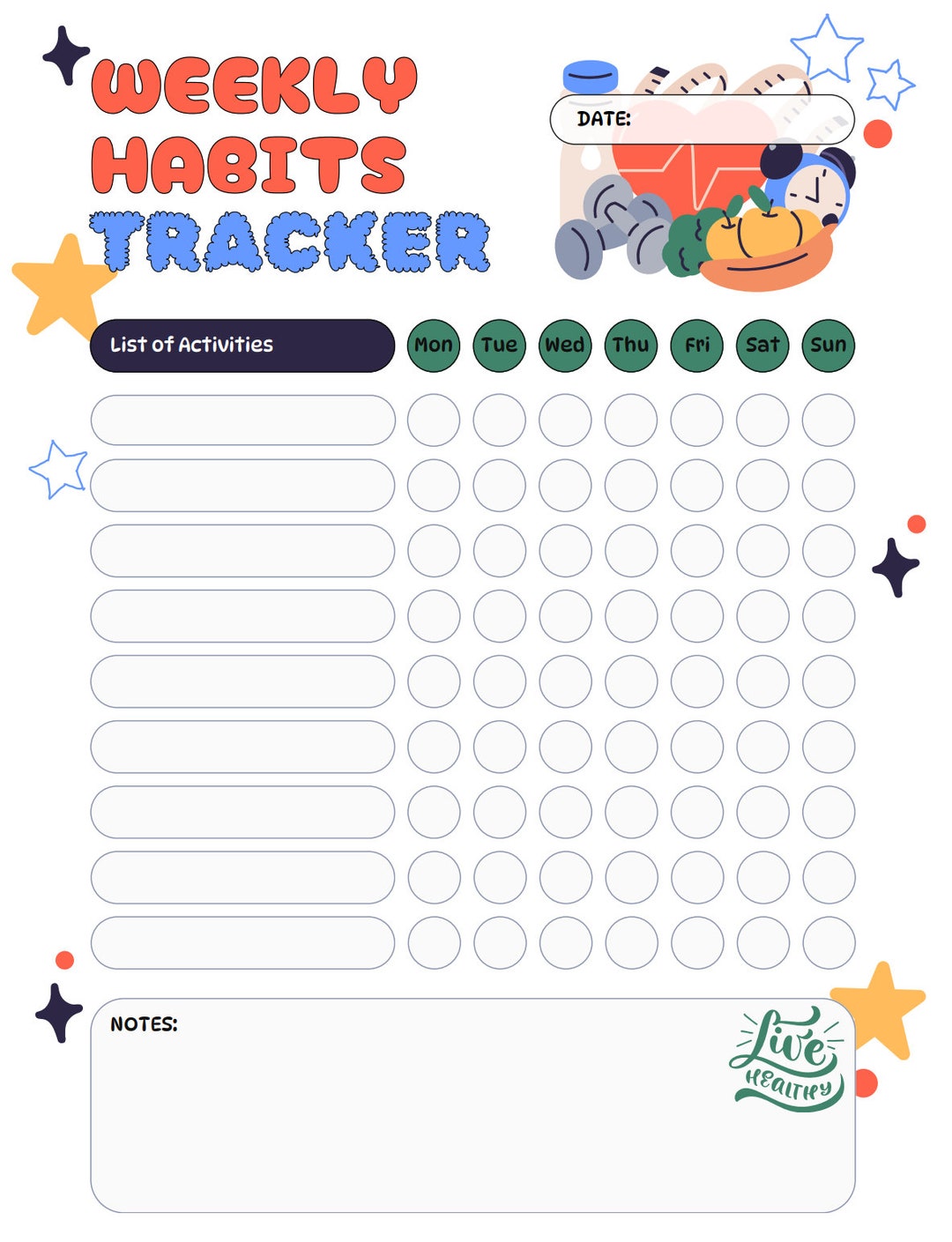 Goal Tracker, Habit Tracker, Printable, Editable, Set Goals, Set Habits ...