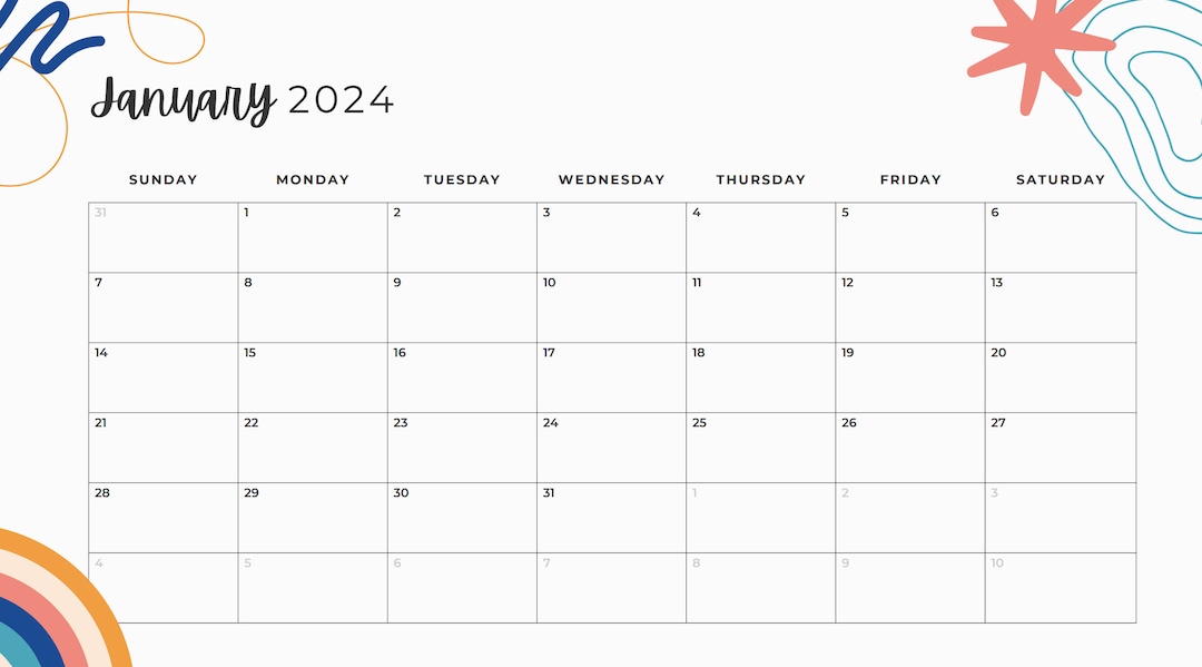 Deco, Calendar, 2024, 2024 Calendar, Art Deco Calendar, Colorful ...