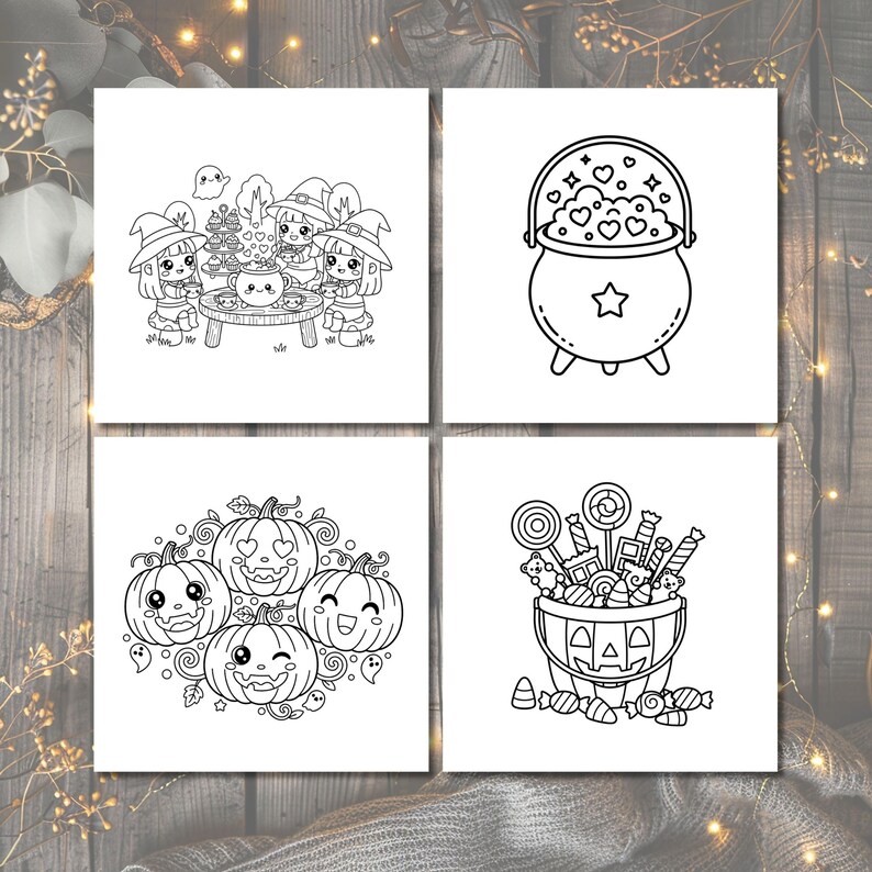 Cozy Halloween Coloring Pages | 25 Relaxing Coloring Sheets for Adults ...