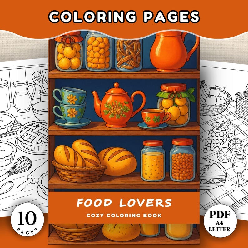 Cozy Food Coloring Book – Printable Kitchen, Picnic & Cooking Scenes ...