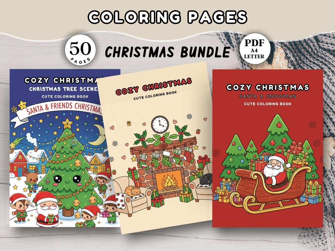 Christmas Coloring Pages Printable Bundle – Cozy Festive & Holiday ...