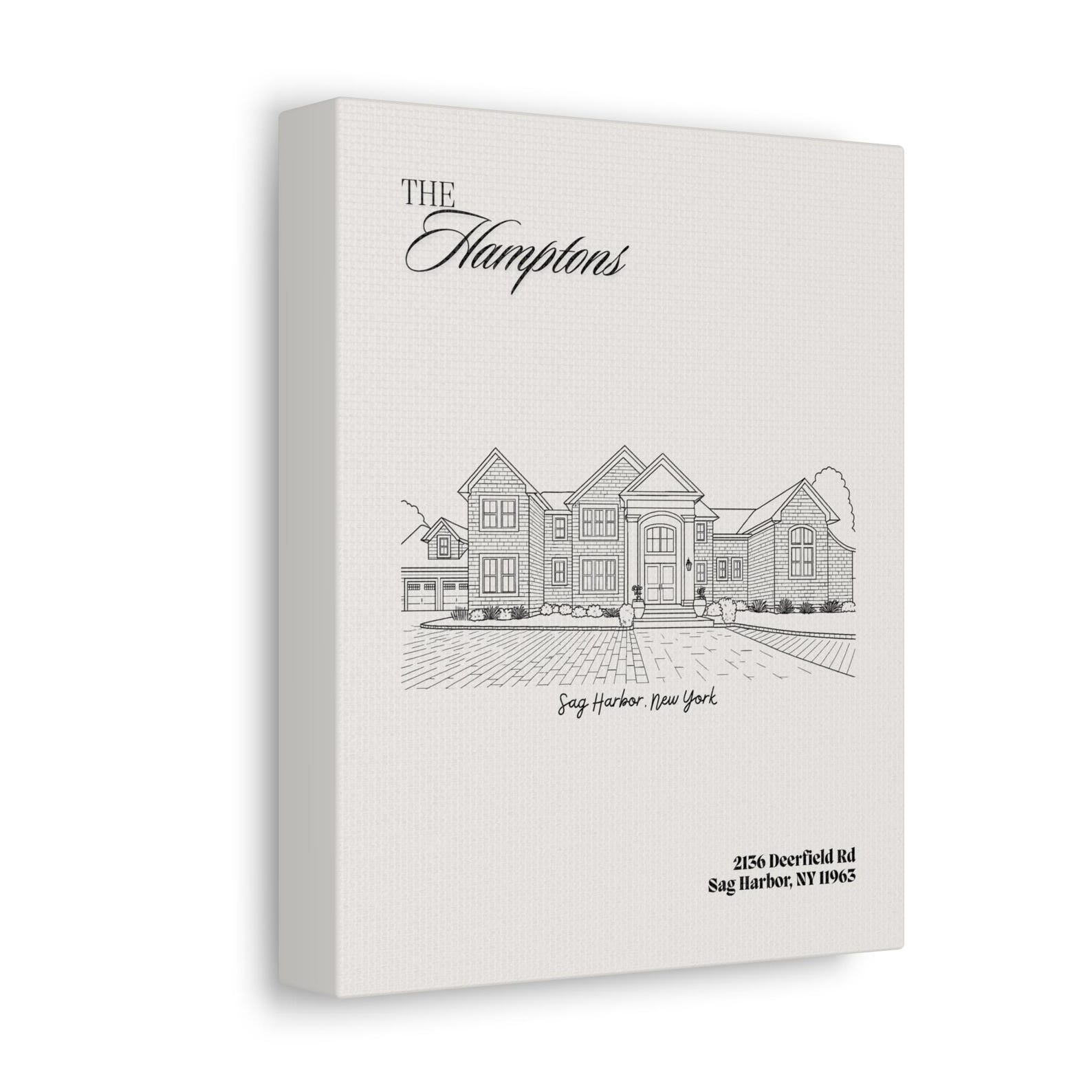 Summer House - the Hamptons Canvas Art - 8x10 Inch Line Drawing | Bravo ...