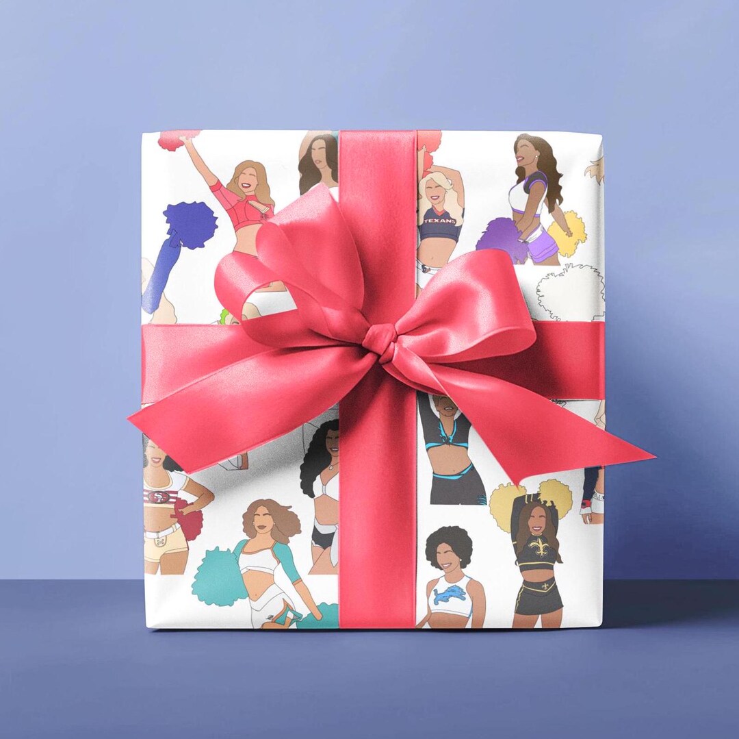 NFL Cheerleaders Wrapping Paper, Sports Fan Gift Wrap, Football Themed ...