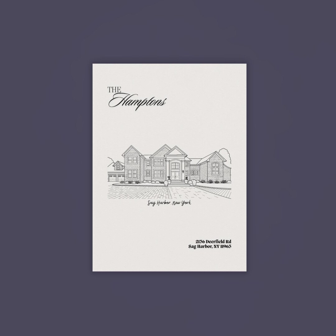 Summer House - the Hamptons Canvas Art - 8x10 Inch Line Drawing | Bravo ...