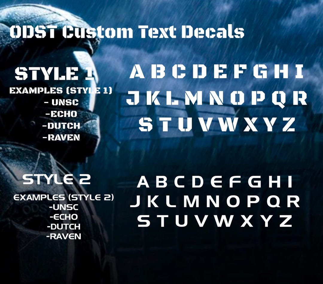 Halo ODST / UNSC Custom Text Decals - Etsy