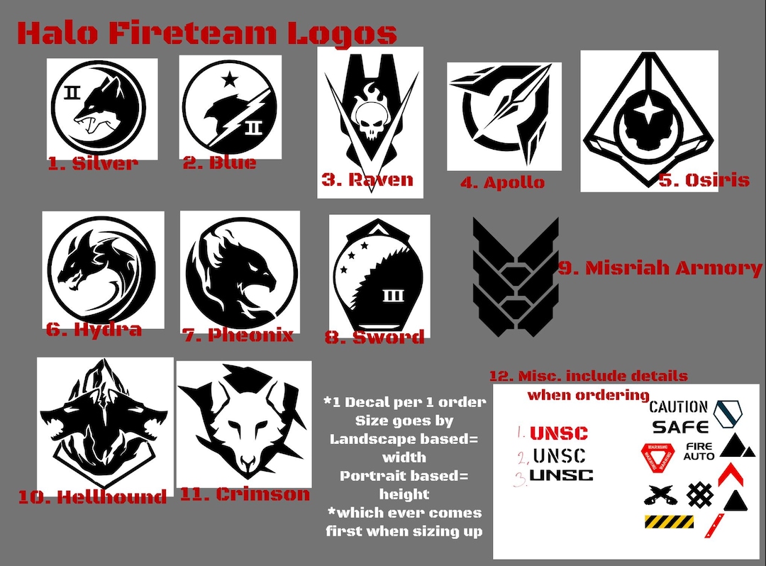 Halo Decals Fireteams + Misc. - Etsy