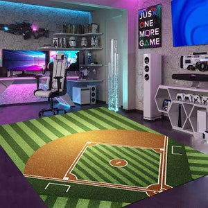 Baseball Court Rug, Baseball Area Rug, Team Baseball Gifts, Boys Kids ...