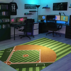 Baseball Court Rug, Baseball Area Rug, Team Baseball Gifts, Boys Kids ...