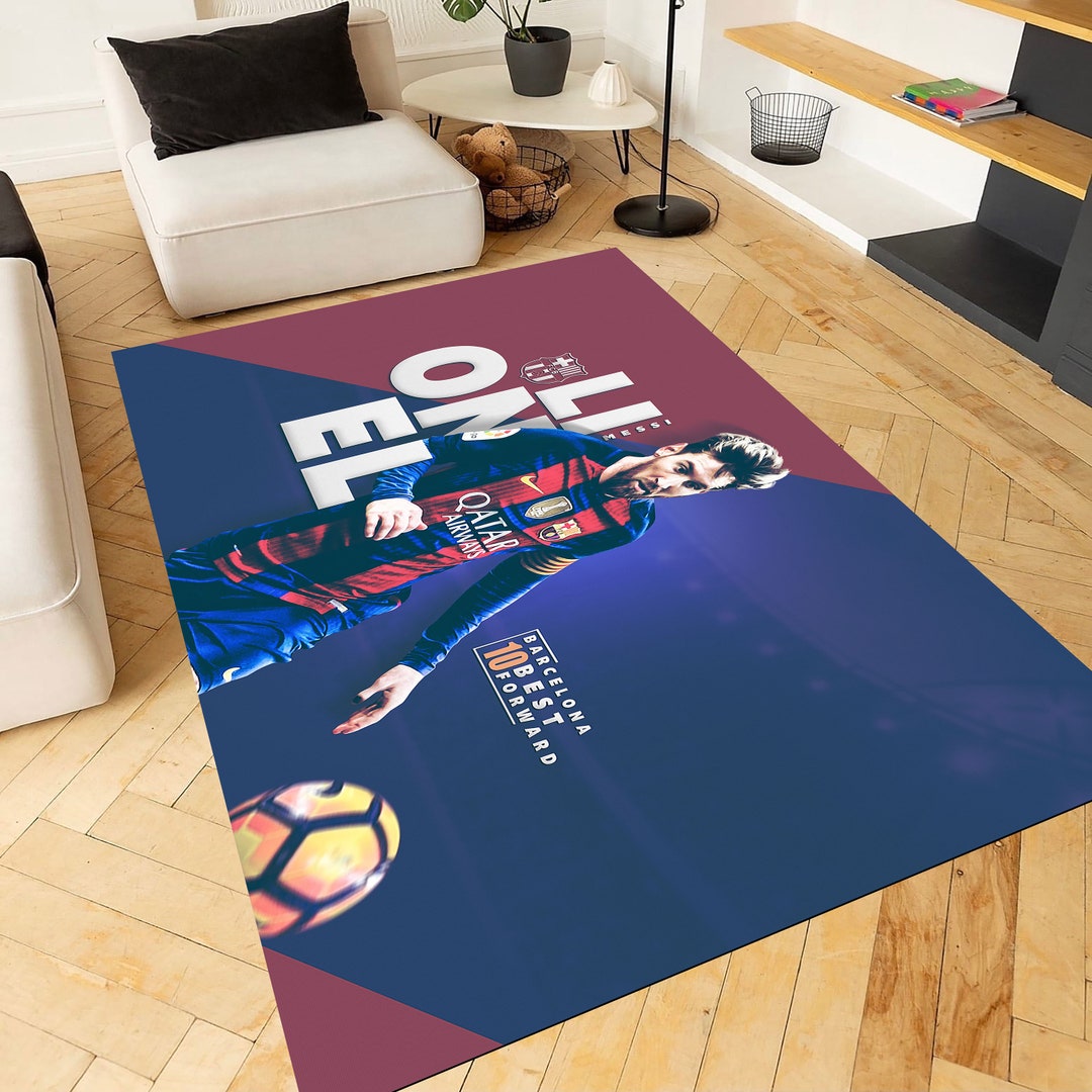 Lionel Messi Rug, Barcelona Sport Rug, Sports Mat, World Cup Rug, GOAT ...