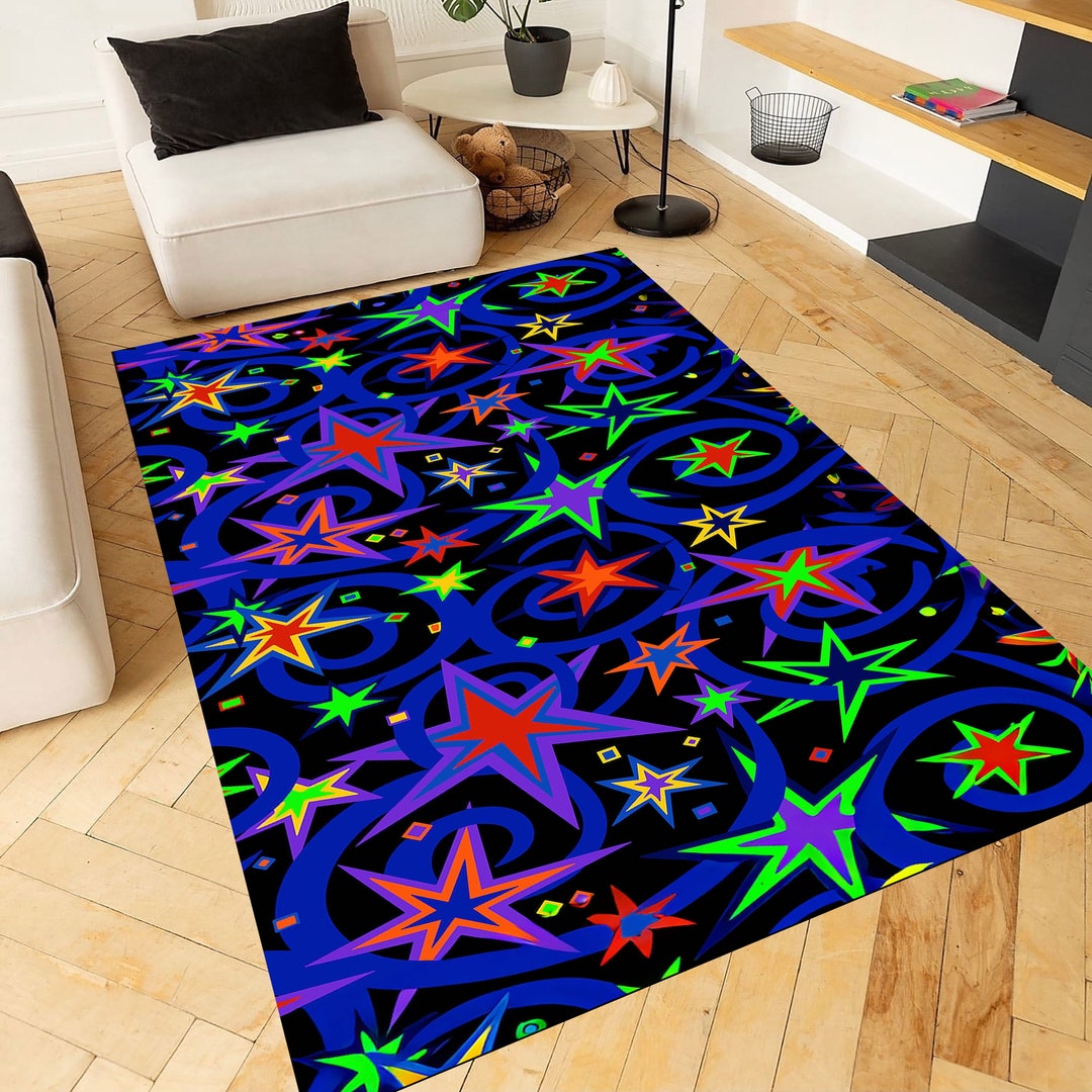 Arcade Stars Rug, Bowling Alley Carpet, Arcade Bar Carpet, Retro Rug ...