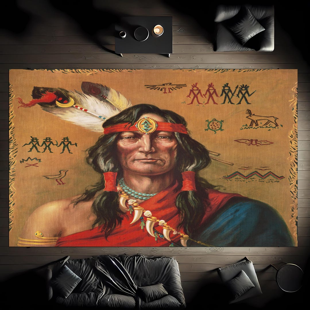 Native American Rug, Native Mans Rug, Retro Rug, Historical Carpet ...