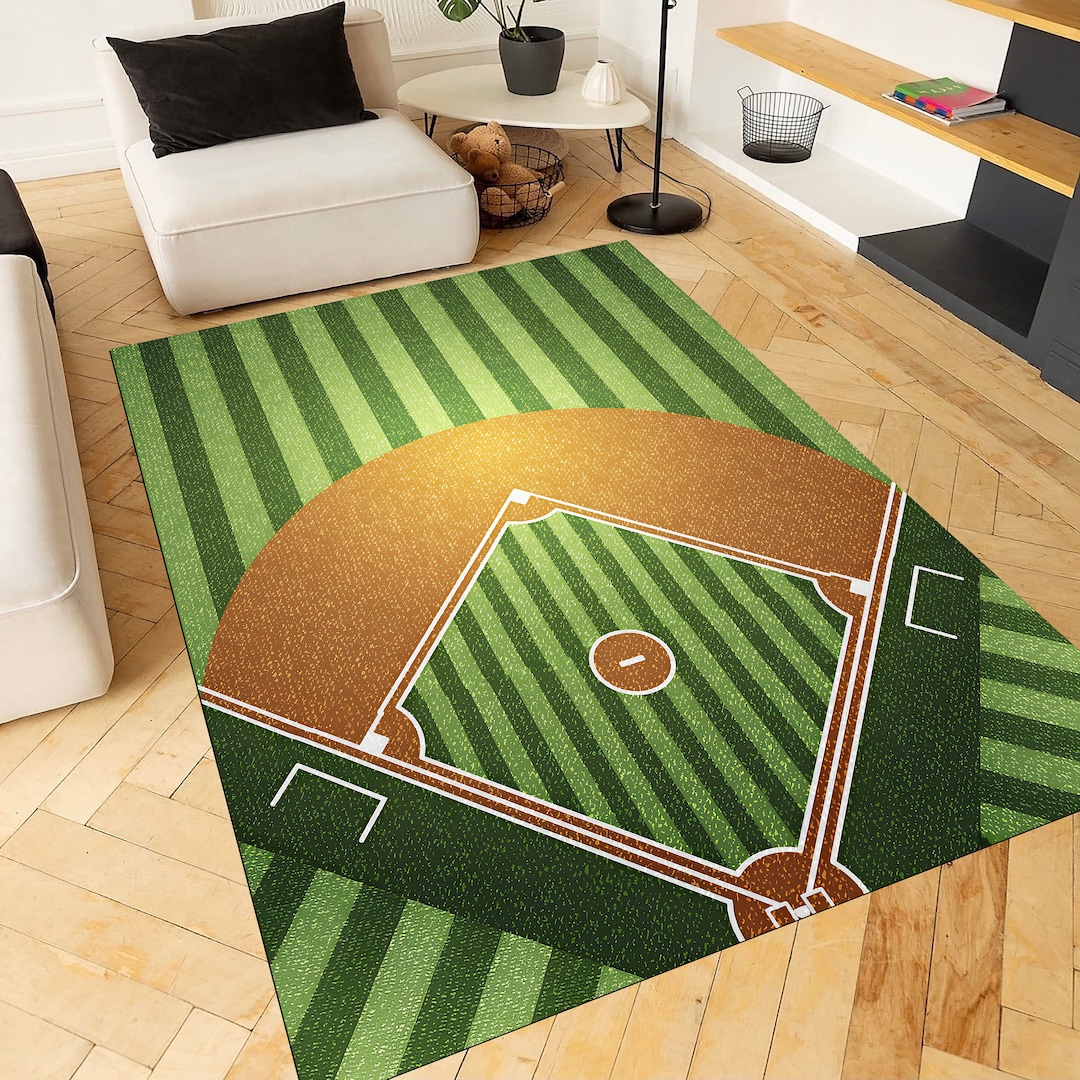 Baseball Court Rug, Baseball Area Rug, Team Baseball Gifts, Boys Kids ...