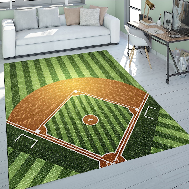 Baseball Court Rug, Baseball Area Rug, Team Baseball Gifts, Boys Kids ...