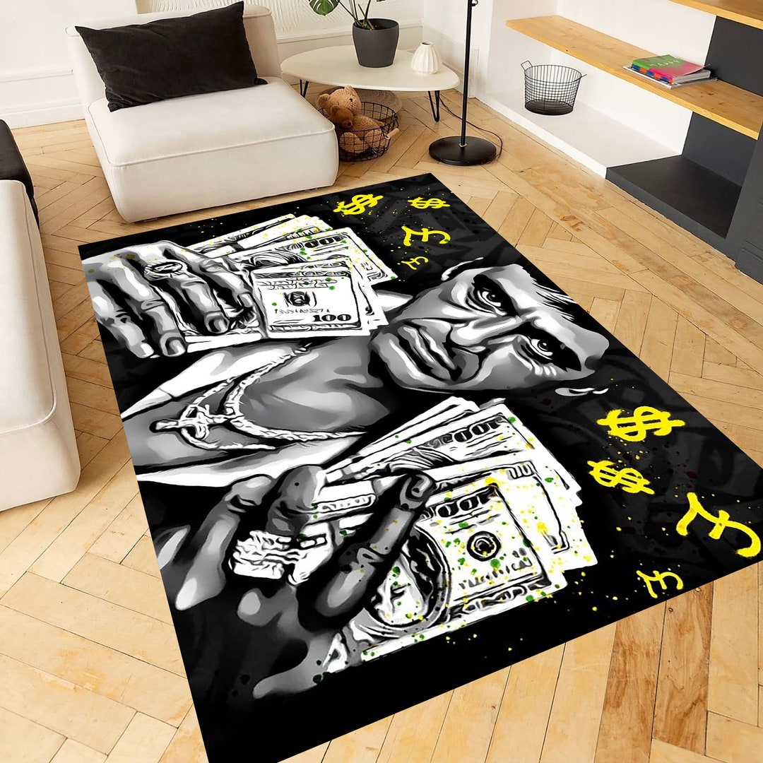 Scarface Rug, Tony Montana Rug, Movie Rug, Mafia Rug, Dollar Themed Rug ...