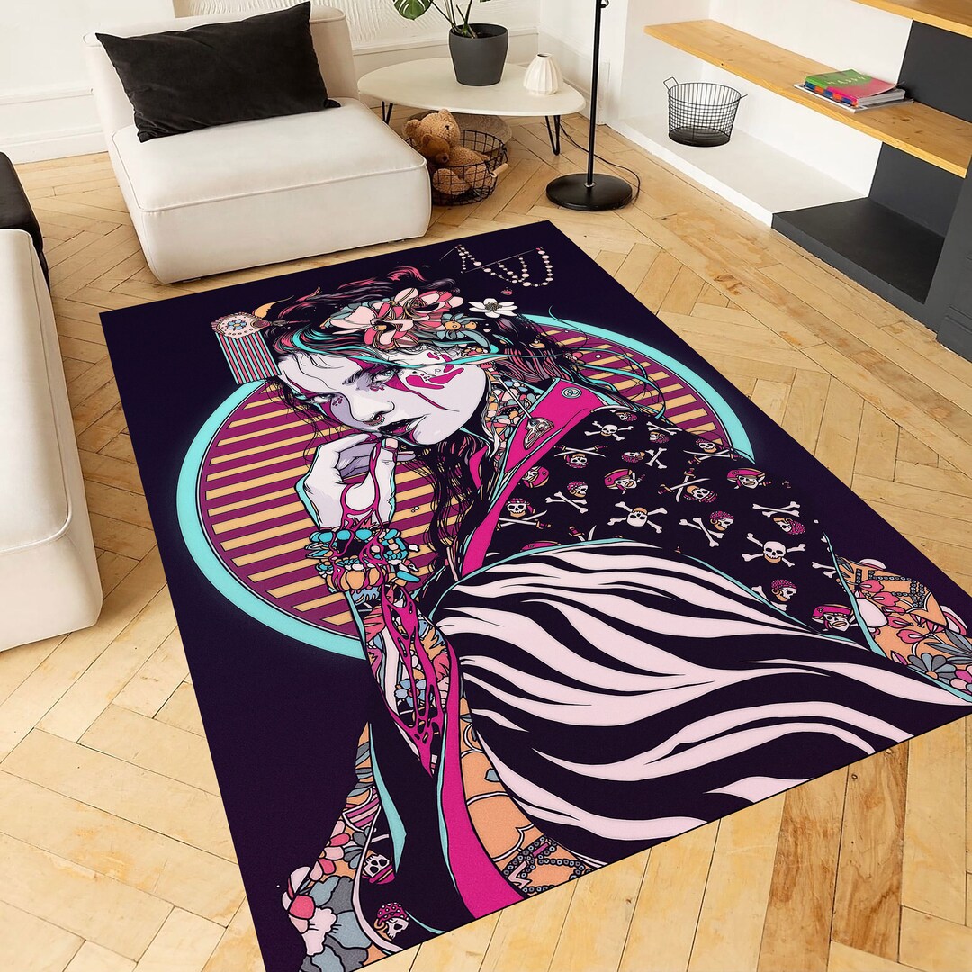 Japanese Girl,samurai Rug,japanese Culture Rugs,japanese Sun,anime Rug ...