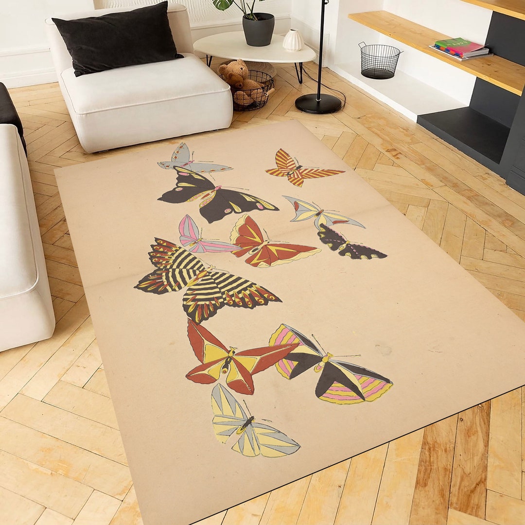 Wicker Rug Look Butterfly Rug for Aesthetic Room Decor, Butterfly Wing ...