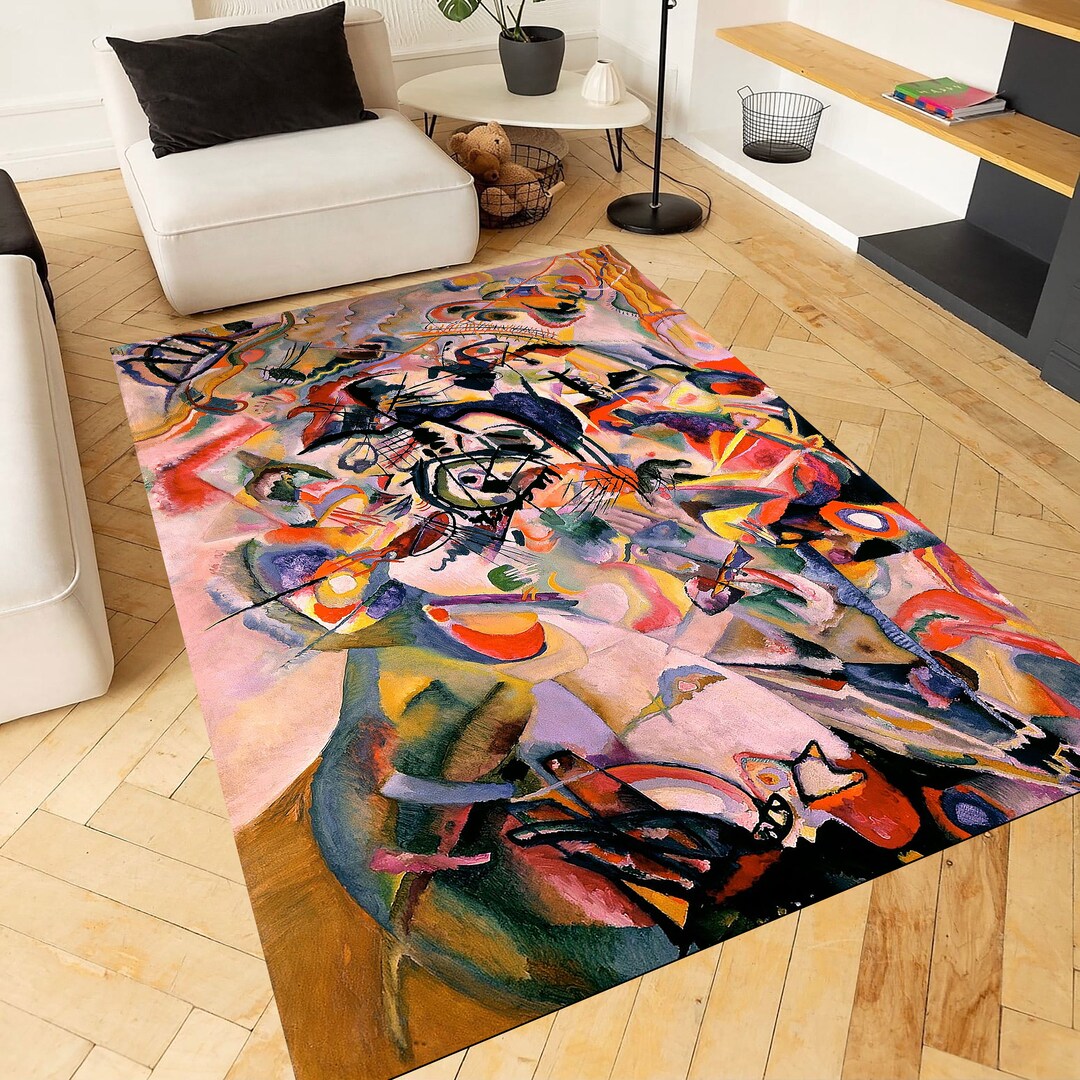 Colorful Rug, Abstract Oil Painting Rug, Rainbow Carpet, Non Slip High ...