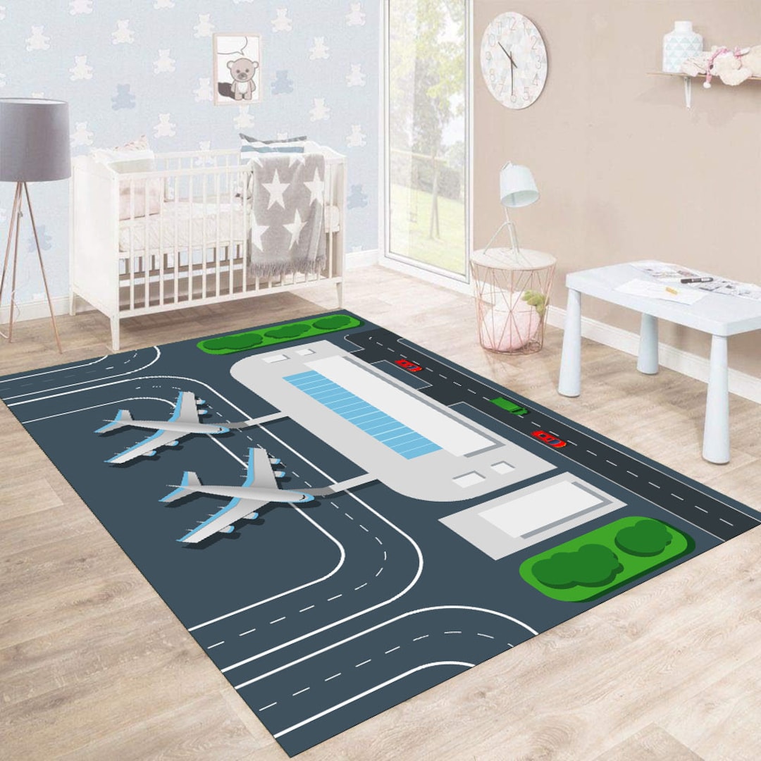 Airport Rug, Runway Rug, Plane Rug, Area Rug, for Living Room, for Kids ...
