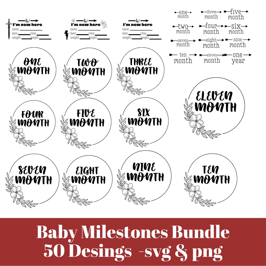 Baby Milestone Rounds Svg Baby Announcement Svg Hello World Svg Birth ...