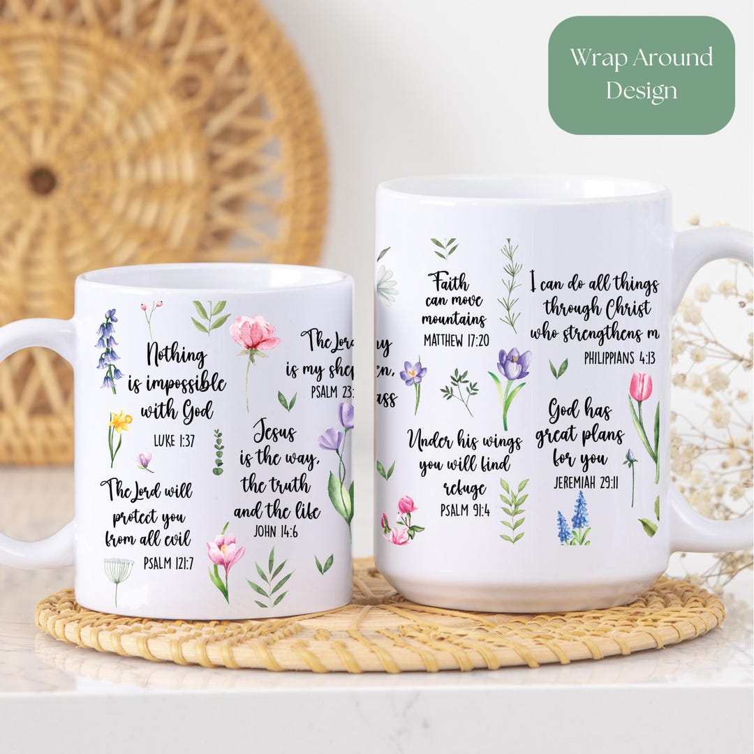 Bible Verses Coffee Mug, Religious Coffee Cup, Christian Coffee Mug ...