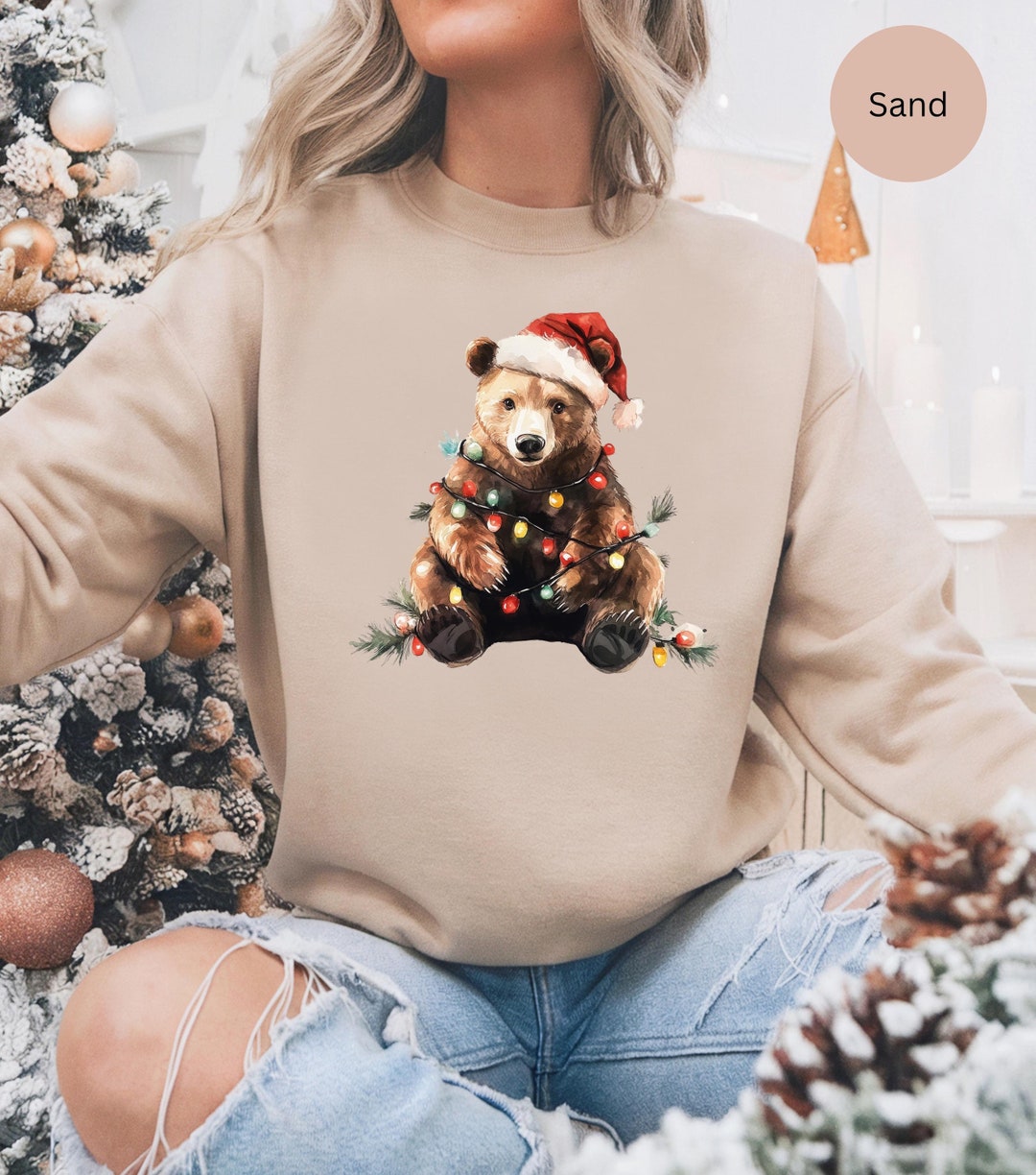 Bear Christmas Sweater, Cute Bear Christmas Sweatshirt, Ugly Christmas ...