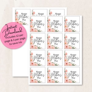 Mother’s Day Gift Tag, Square Tag, Printable Gift Tag, Happy Mothers ...