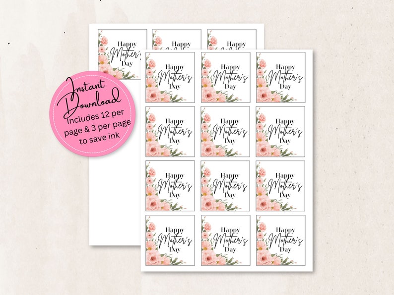 Mother’s Day Gift Tag, Square Tag, Printable Gift Tag, Happy Mothers ...