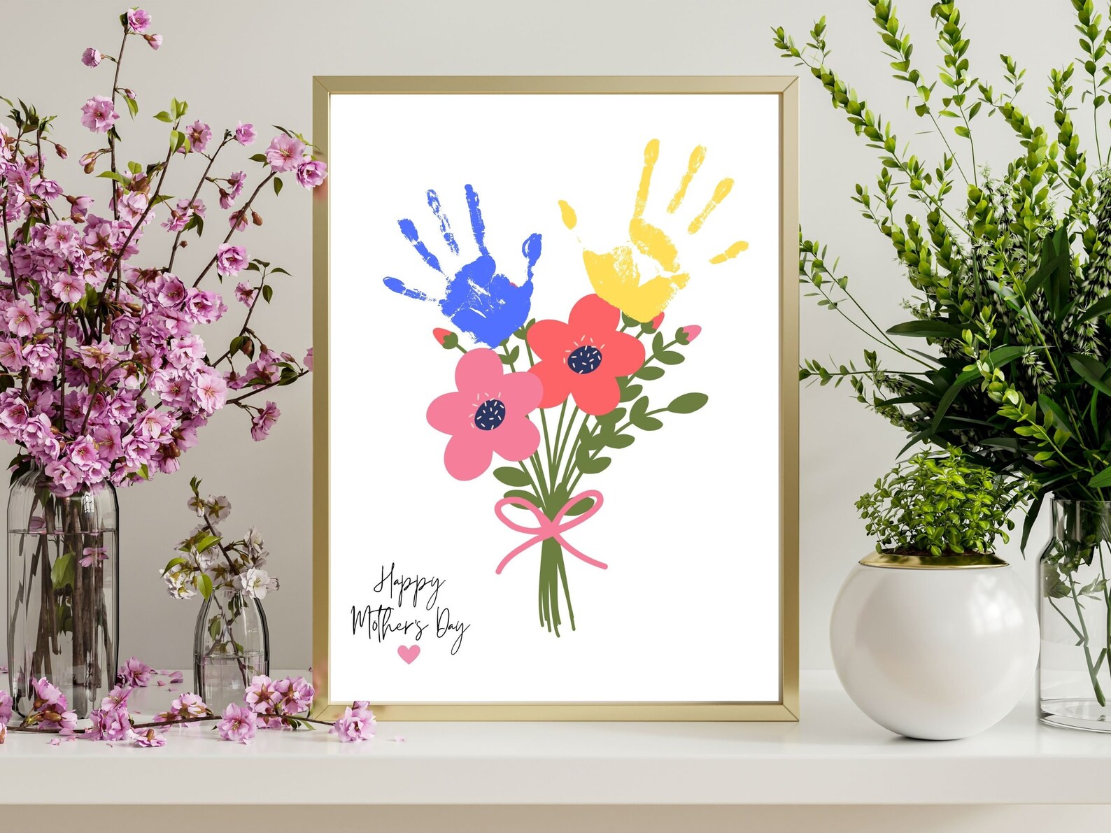 Mothers Day, Mother’s Day Craft, Flower Handprint Craft, Art, Printable ...