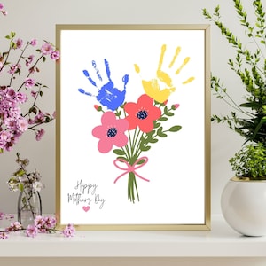 Mothers Day, Mother’s Day Craft, Flower Handprint Craft, Art, Printable ...