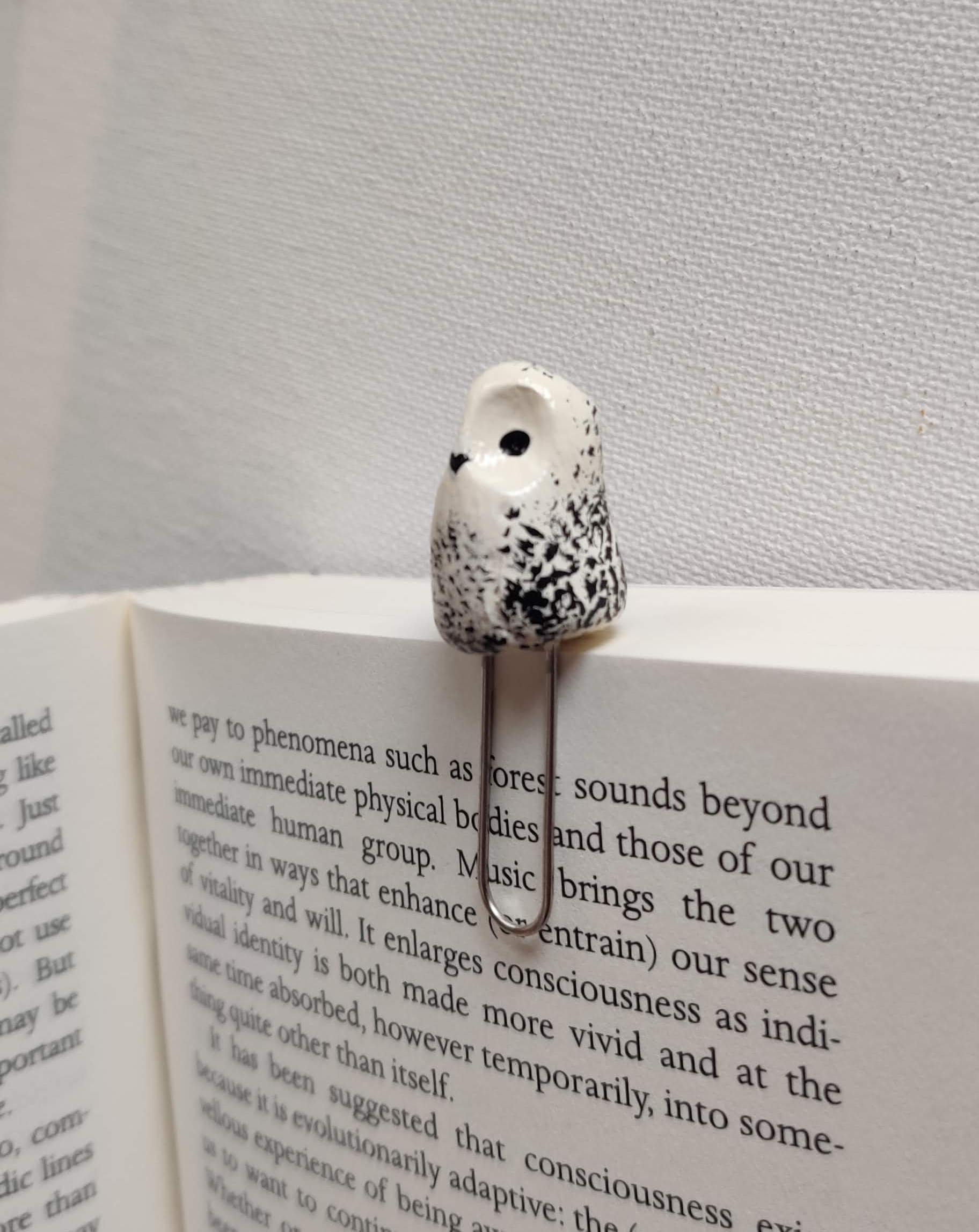 Clay Bookmark Paperclip Figurine Snowy Owl Cute Minimal Bookish - Etsy
